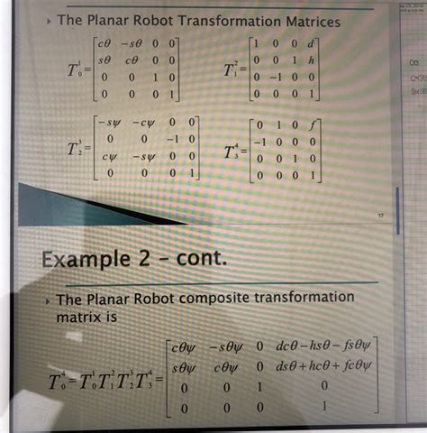 Solved Robotics Transformation Matrix Please Multiply Out