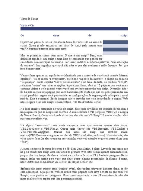 Vírus De Script Pdf Vírus De Computador Linguagem De Script