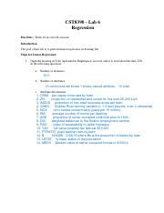 Lab Regression Pdf CST Lab Regression Due Date Week In Own Lab Sessions