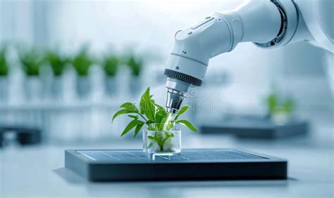 Futuristic Robotic Arm Calibration In Modern Medical Lab Stock Illustration Illustration Of