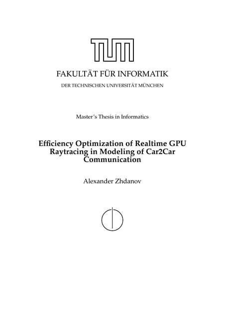 Efficiency Optimization Of Realtime Gpu Raytracing In Modeling Of Car2car Communication Pdf
