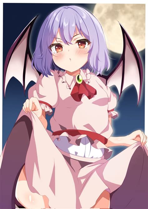 Shirotsuki Shirone Remilia Scarlet Touhou Highres 1girl Ascot Bat Wings Blush Closed