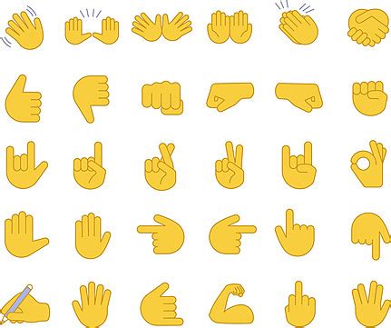 Hand Gesture Emojis Color Icons Set Emoji Hand Clip Art Vector Emoji