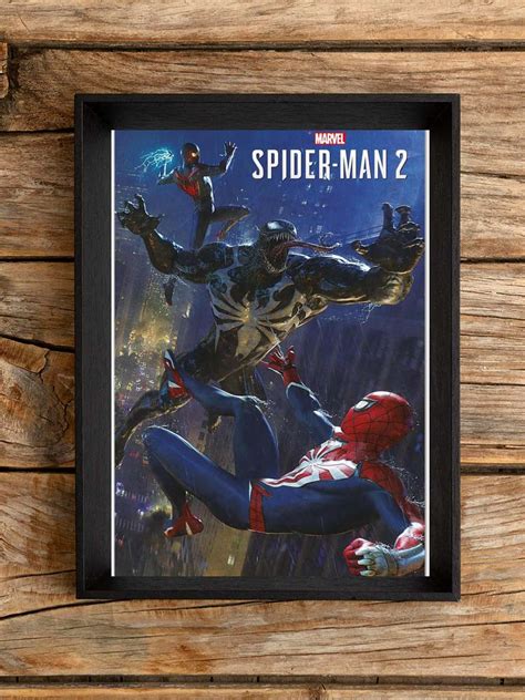 Spider Man 2 Spideys Vs Venom Film Poster Tablo Siyah Çerçeveli
