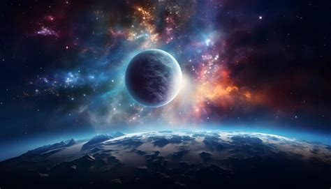 Floating Planets Clouds And Cosmic Sky Premium Ai Generated Image