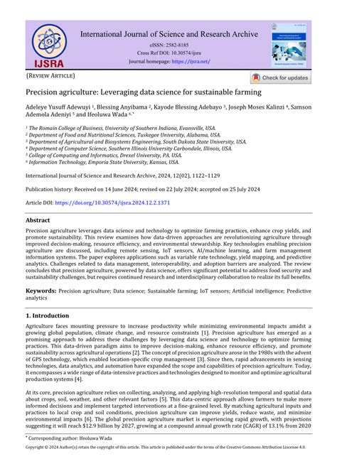 Pdf Precision Agriculture Leveraging Data Science For Sustainable Farming