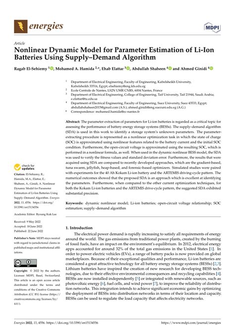 Pdf Nonlinear Dynamic Model For Parameter Estimation Of Li Ion Batteries Using Supplydemand