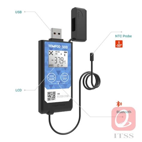 Bluetooth Ultra Low Temperature Data Logger With External RTD Probe TEMPSEN Model TEMPOD XB