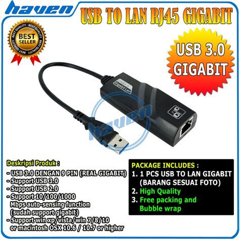 Jual Usb To Lan Rj45 Gigabit Usb 3 0 To Ethernet Rj45 Usb Lan Gigabit Di Seller Rukia