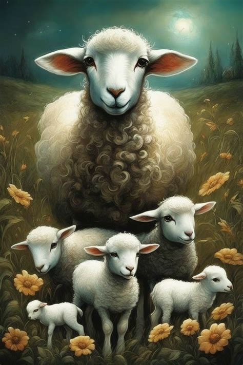 Sheep In A Field Painting