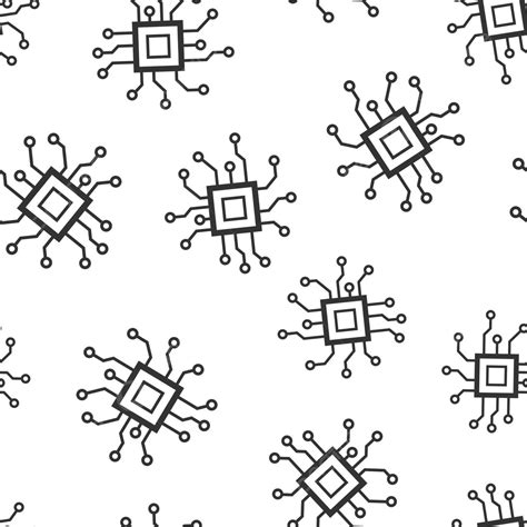 Seamless Technology Microchip Circuit Board Pattern With Processor