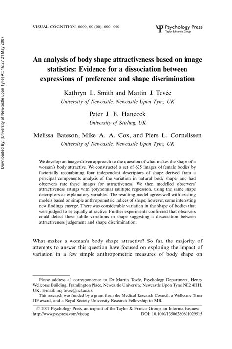 PDF An Analysis Of Body Shape Attractiveness Based On Image Statistics Evidence For A