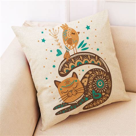 Badu Bg Калъфка за възглавница с анимационен дизайн на котка за диван Модерен дом Декоративни