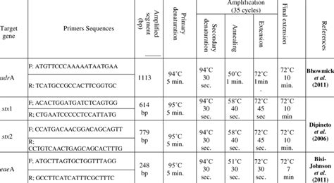 Primers Sequences And Pcr Setting Program Of Amplification Download Scientific Diagram