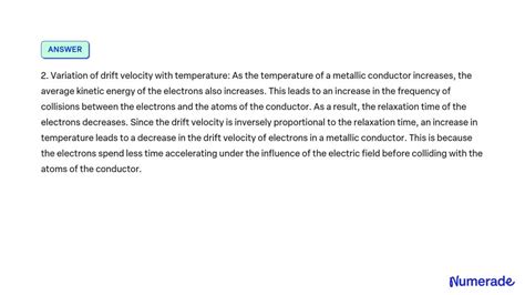 Solved Derive An Expression For Drift Velocity Of Free Electrons How