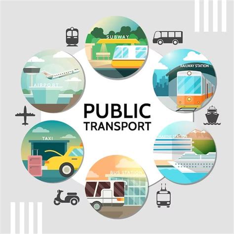 Flat Public Transport Round Concept Public Transportation Graphic
