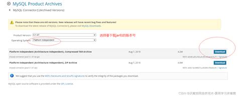 官网下载mysql的jar包地址，以及各个版本jar包mysql Jar包下载官网 Csdn博客