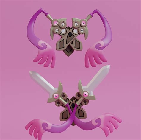 Stl File Pokemon Honedge Doublade And Aegislash With 2 Poses 🐉・3d