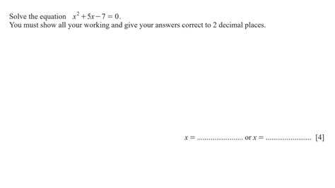 Solving Quadratic Equations Past Paper Questions For Igcse Cambridge 0580