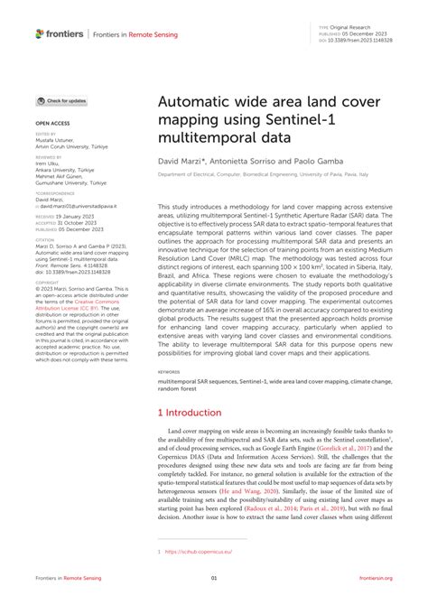 Pdf Automatic Wide Area Land Cover Mapping Using Sentinel 1 Multitemporal Data