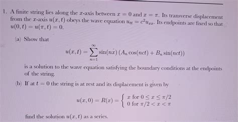 Solved A Finite String Lies Along The X Axis Between X0