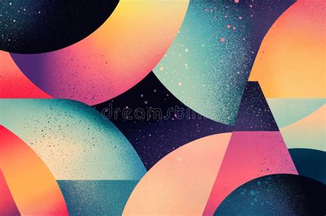 A Series Of Overlapping Geometric Shapes Each Filled With Bold Patterns And Gradient Colors