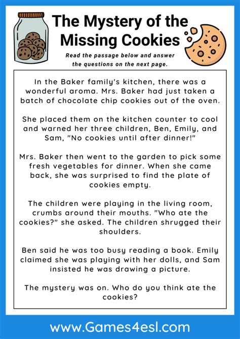 4th Grade Reading Comprehension Worksheets Games4esl