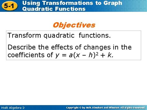 Using Transformations To Graph 5 1 Quadratic Functions