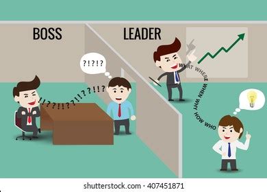 Difference Between Leader Boss Template Stock Vector Royalty Free
