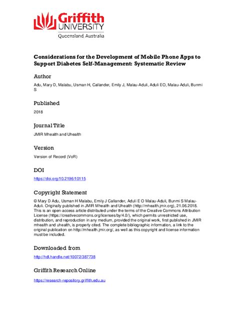 Pdf Considerations For The Development Of Mobile Phone Apps To Support Diabetes Self
