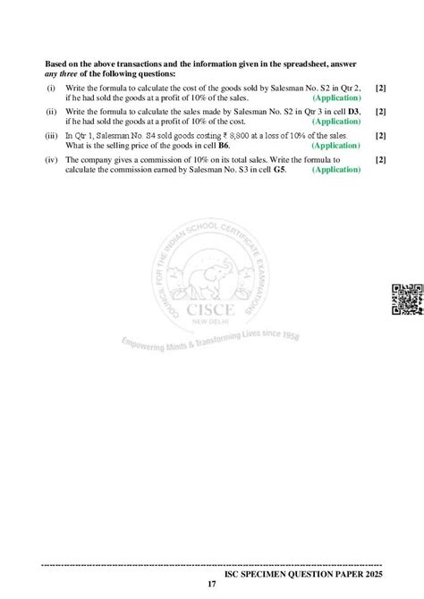 ISC Class Accounts Specimen Paper PDF
