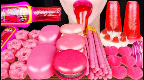 Asmr Pink Desserts Push Pop Jelly 핑크색 푸쉬팝 Mukbang 먹방 Youtube
