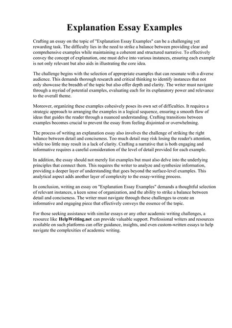 Explanation Essay Examples Explanation Essay Examples Pdf