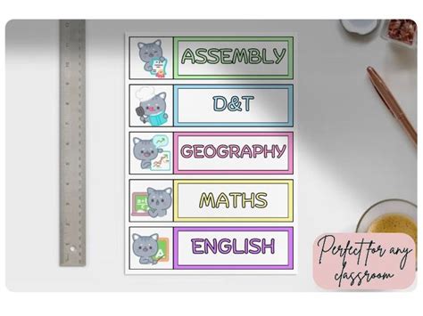 Pastel Visual Class Timetable With Cats Teaching Resources