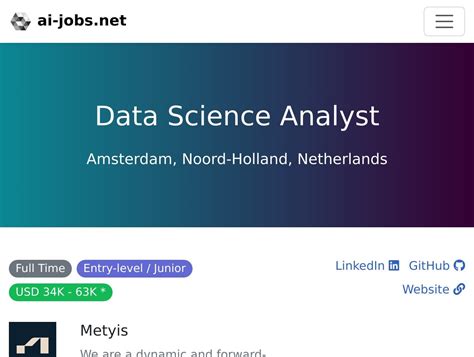 Hiring Data Science Analyst In Amsterdam Noord Holland Netherlands