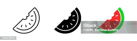 수박 라인 아이콘입니다 수박 슬라이스 주스 과일 칵테일 껌 맛 여름 신선함 단맛 녹색 흰색 배경에 선 검정 및 색상 스타일의 벡터 아이콘 0명에 대한 스톡 벡터 아트 및