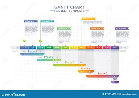 Timeline Gantt Chart Infographic Template Background Stock Vector