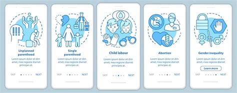Premium Vector Social Issues Onboarding Mobile App Page Screen With