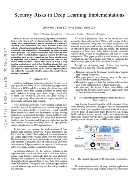 Security Risks In Deep Learning Implementations Pdf Deep Learning Machine Learning