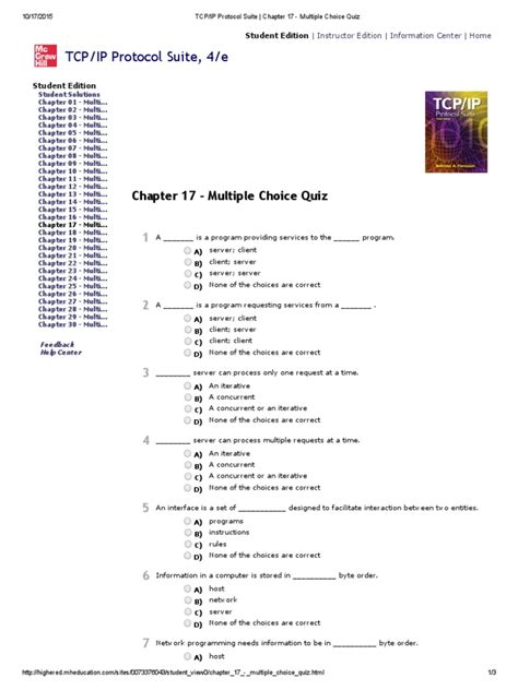Tcp Ip Protocol Suite Chapter 17 Multiple Choice Quiz Pdf Network Socket Digital