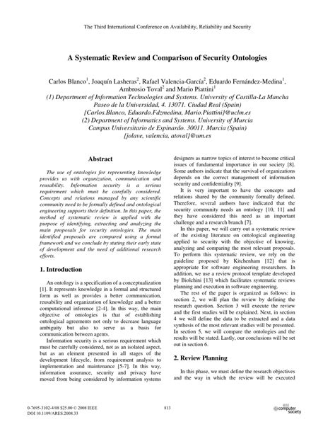 Pdf A Systematic Review And Comparison Of Security Ontologies