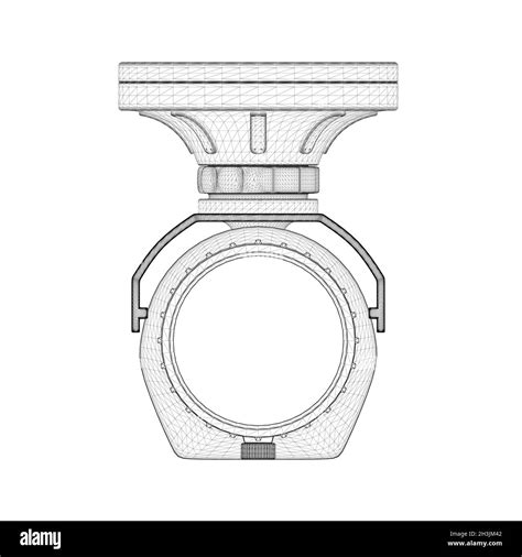 Wireframe Cctv Camera From Black Lines Isolated On White Background Front View 3d Vector