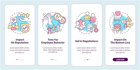 Premium Vector Importance Of Business Ethics Onboarding Mobile App Screen