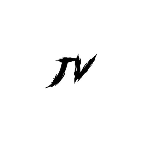 Jv 모노그램 로고 디자인 문자 텍스트 이름 기호 흑백 로고 타입 알파벳 문자 간단한 로고 프리미엄 벡터