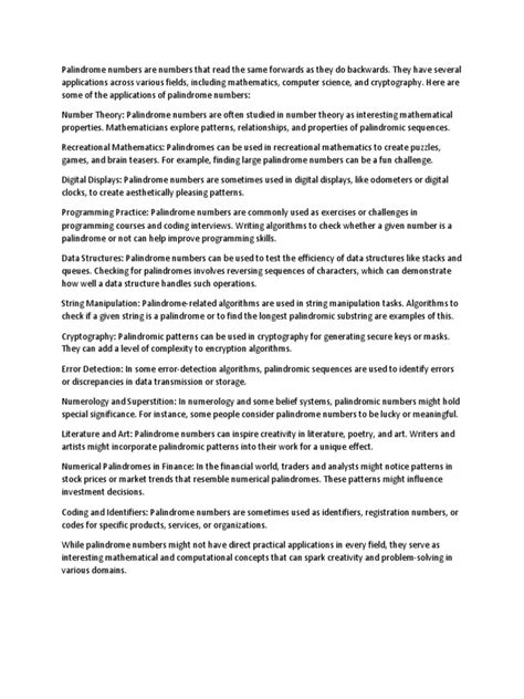 Palendrome Applications Pdf