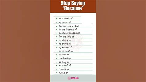Stop Saying Because Englishvocabulary Englishspeaking