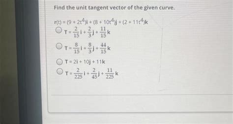 Solved Find The Unit Tangent Vector Of The Given Curve Chegg