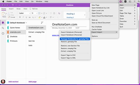 How To Export And Package Opened Notebooks Of Mac Onenote As Gempkg