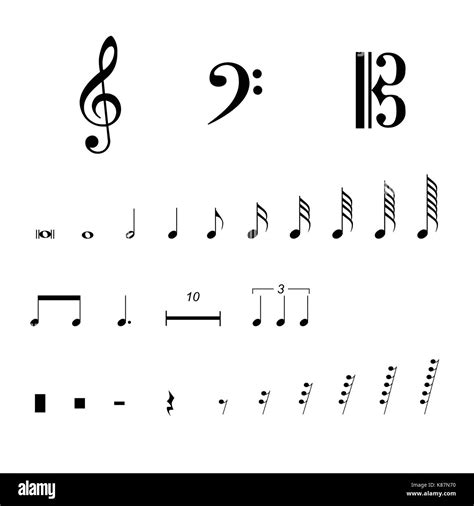 Vector Illustration Musical Notes And Pauses Black Music Symbols Stock