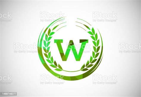 알파벳 W 기호와 밀 화환 다각형 낮은 폴리 유기농 밀 농업 로고 개념 농업 로고 디자인 벡터 템플릿입니다 개념에 대한 스톡